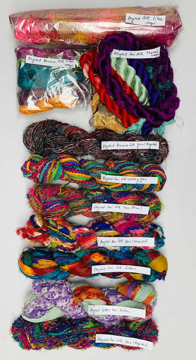 Recycled Yarn and Ribbon Combo - Recycled Ribbon | Sari Silk Yarn ...