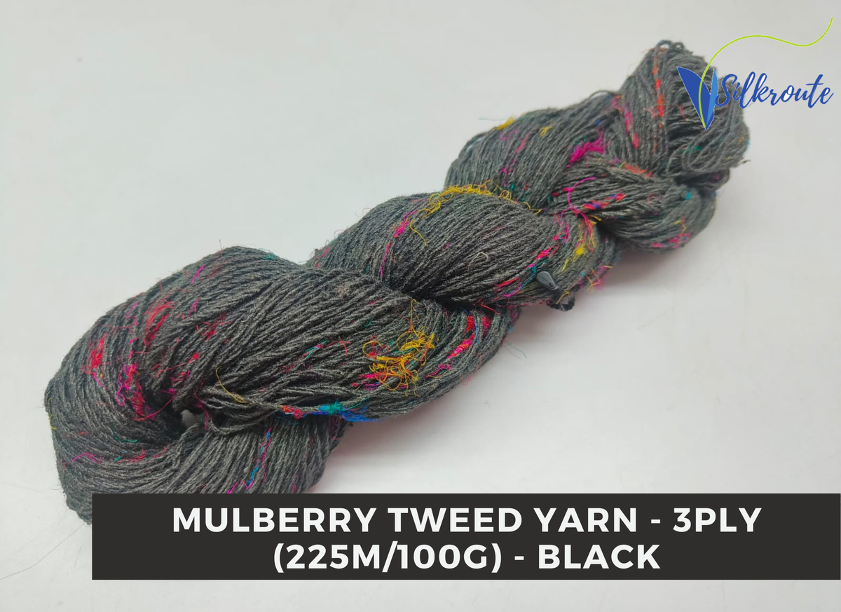Mulberry Tweed Yarn - Black | Mulberry Silk – Silk-RouteIndia