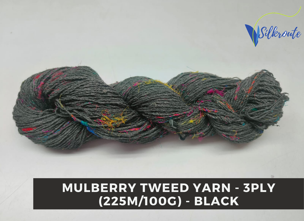 Mulberry Tweed Yarn - Black | Mulberry Silk – Silk-RouteIndia