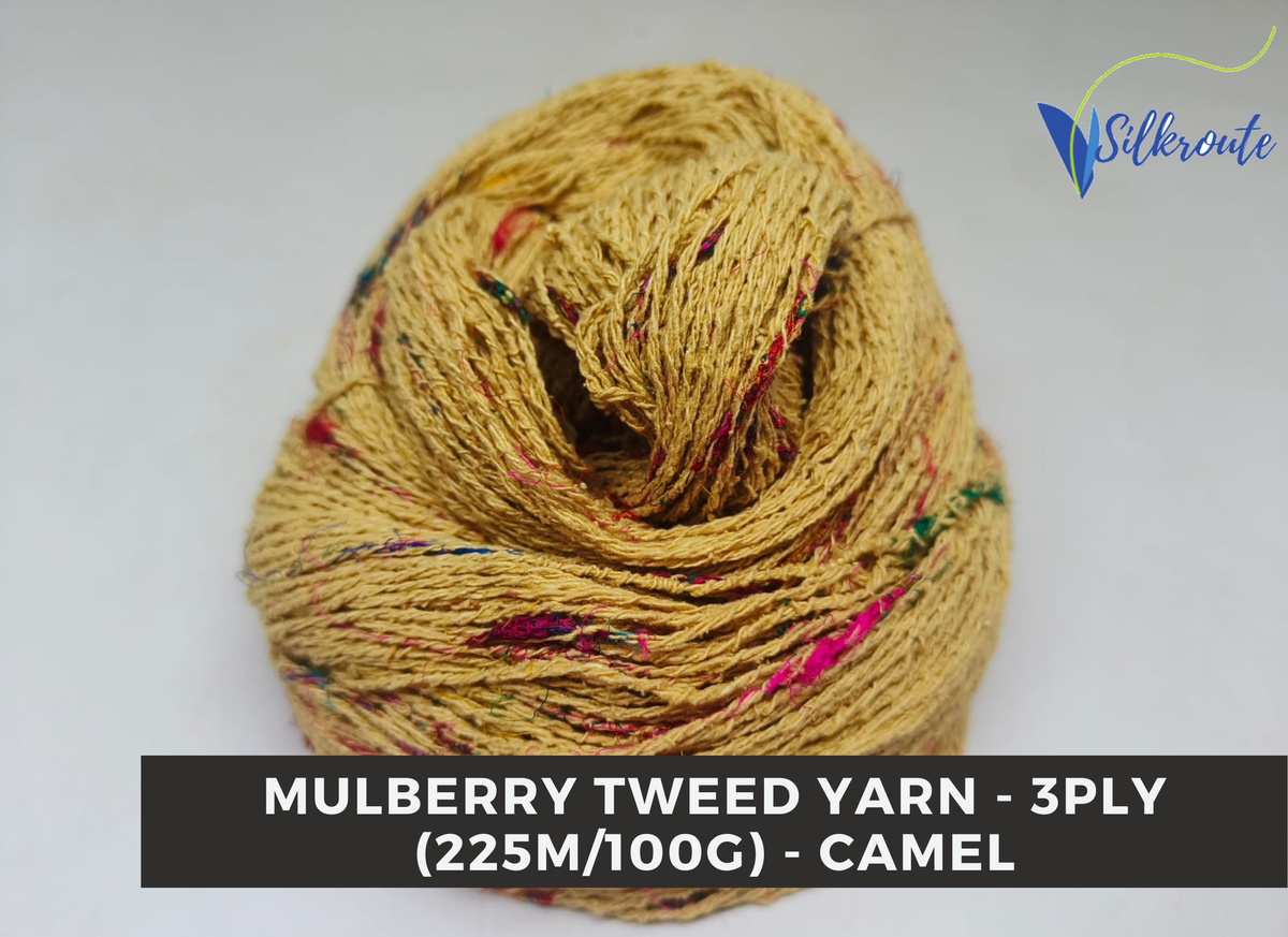 Mulberry Tweed Yarn - Camel | Mulberry Tweed Silk Yarn – SilkRouteIndia